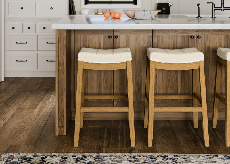 Adrien Saddle Counter Height Kitchen Stool - Walnut Finish With Marksm