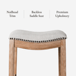 26" Adrien Saddle Counter Stool in Weathered Oak Finish with Sand Colo