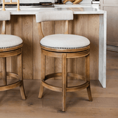 26" Alexander Counter Stool in Weathered Oak Finish with Sand Color Fa