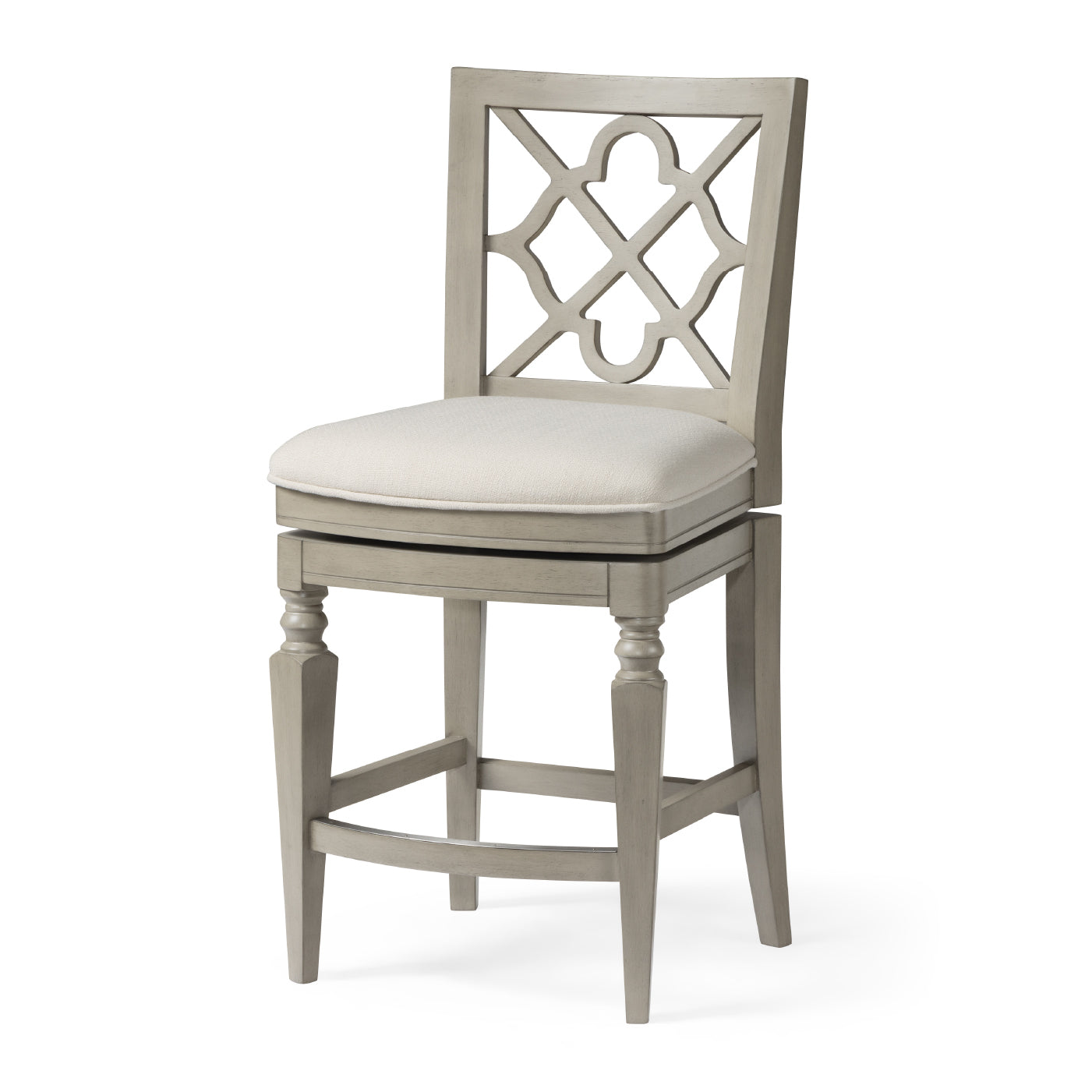 26" Highland Counter Stool in Grey Finish and Beige Fabric