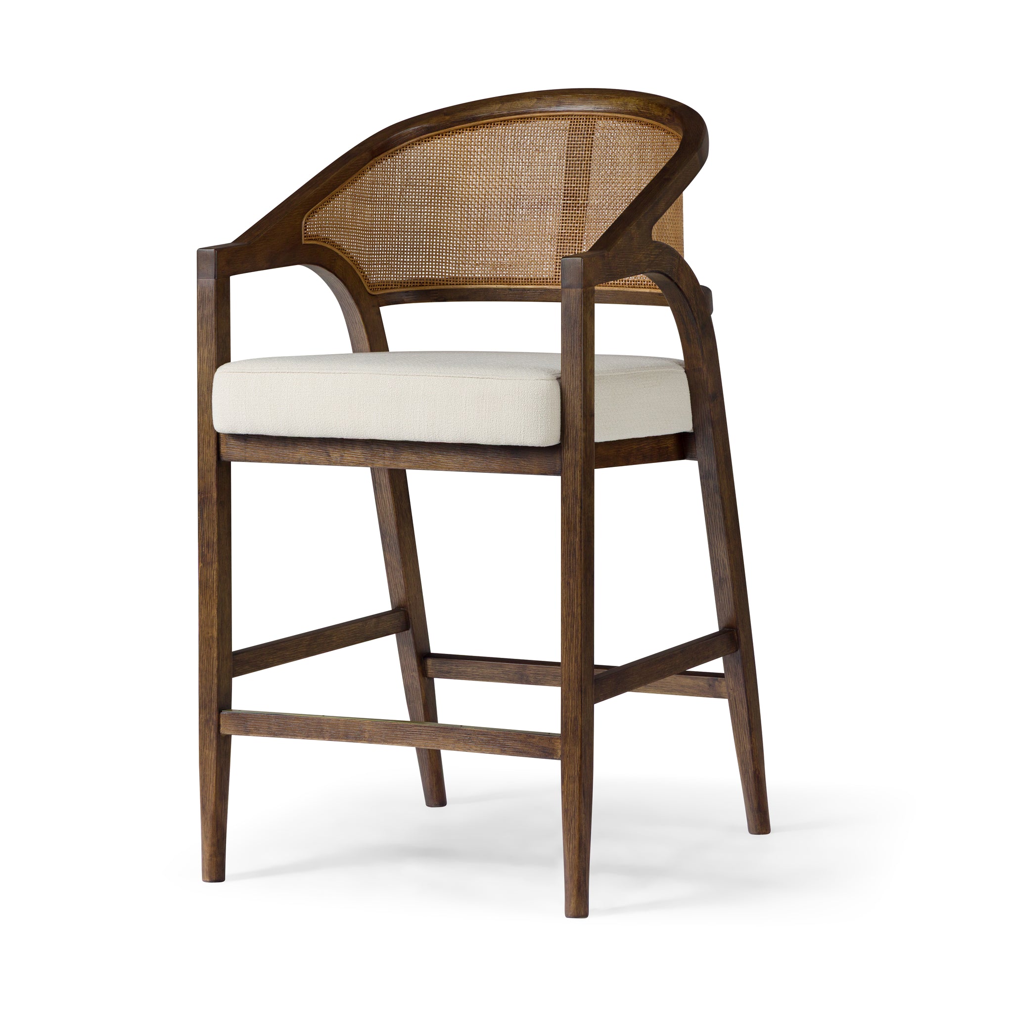 26" Chloe Counter Stool in Brown Finish with Beige Fabric Upholstery a