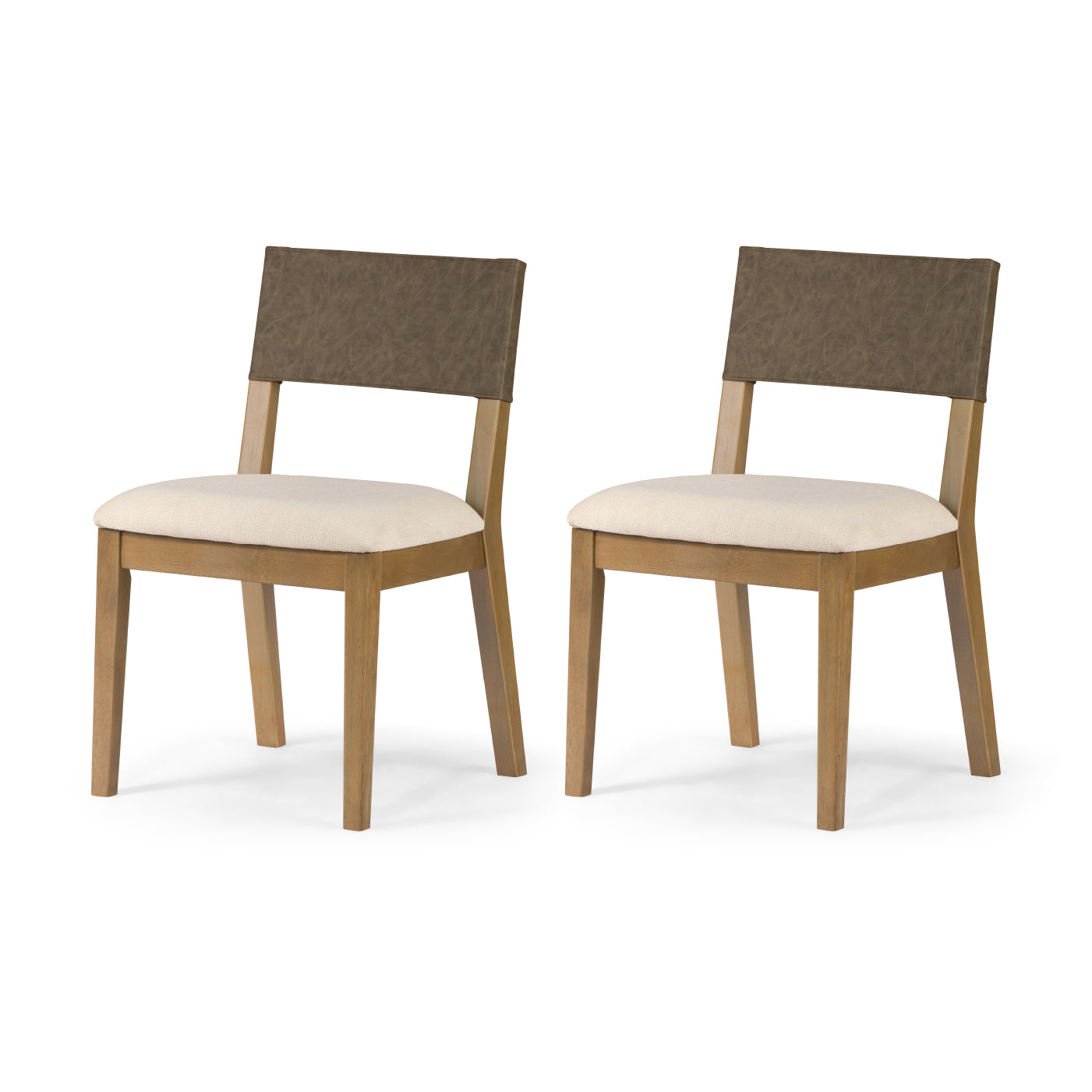 Radi Dining Chair in Natural Finish with Beige Fabric Upholstery and D